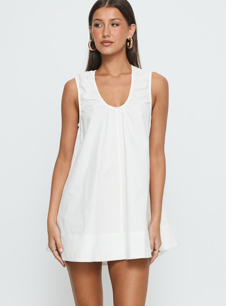 Eberta Ruched Baby Doll Mini Dress White | Princess Polly