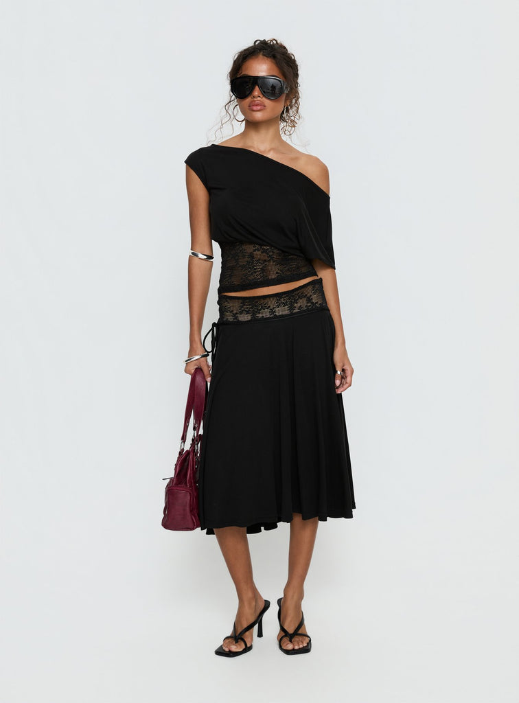 Marienna Lace Midi Skirt Black | Princess Polly
