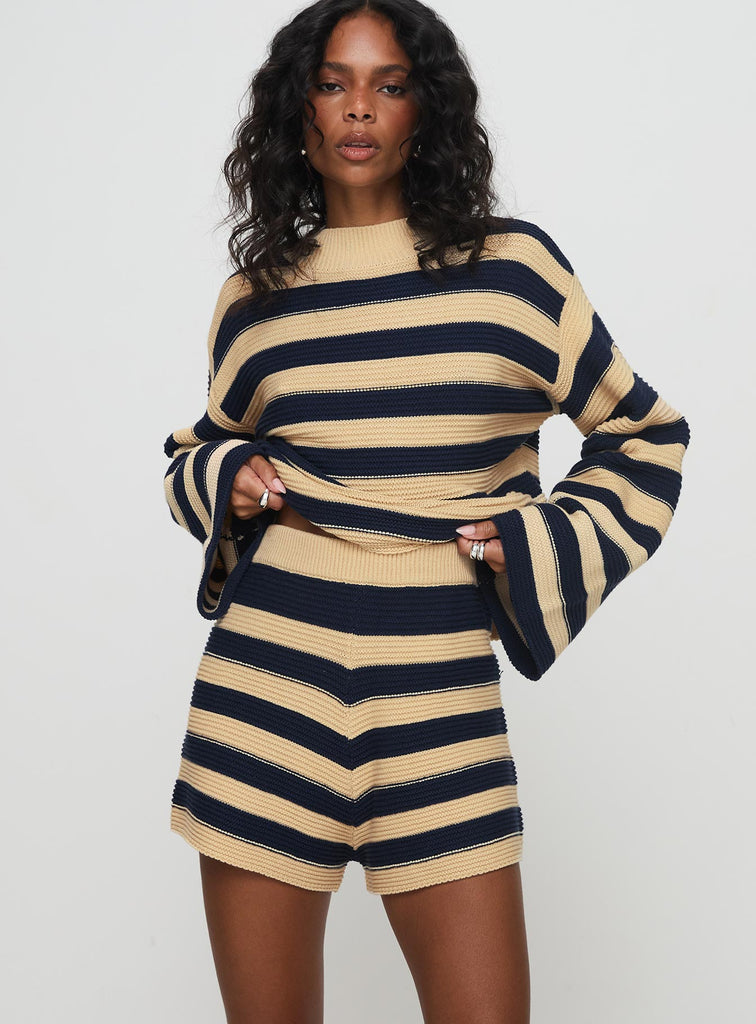 Cheyenne Set Navy / Cream Stripe | Princess Polly