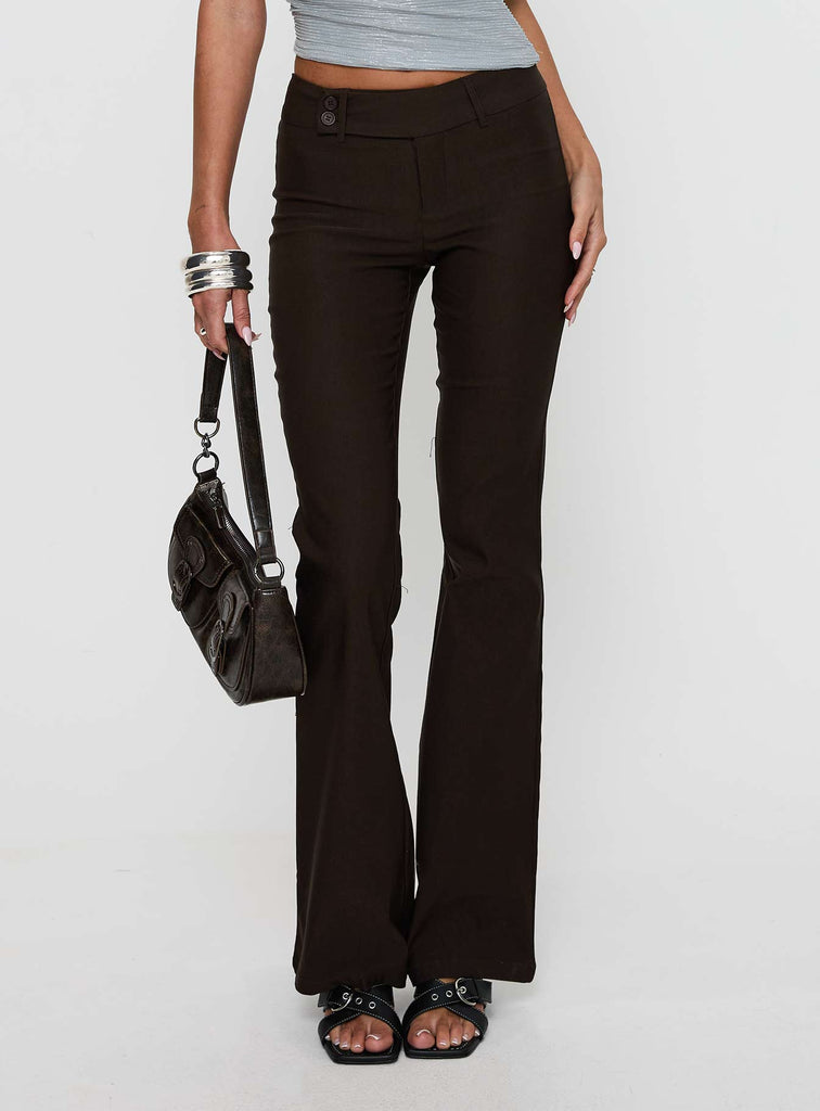 Kinkirk Flared Pants Chocolate Petite | Princess Polly