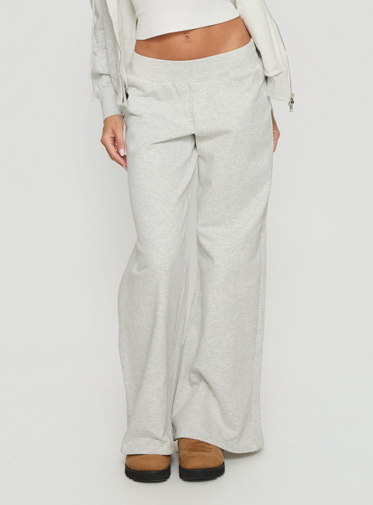 Summits Flared Track Pants Grey Marle | Princess Polly