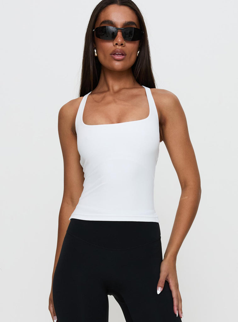 Layup Active Longline Cross Back Top White | Princess Polly