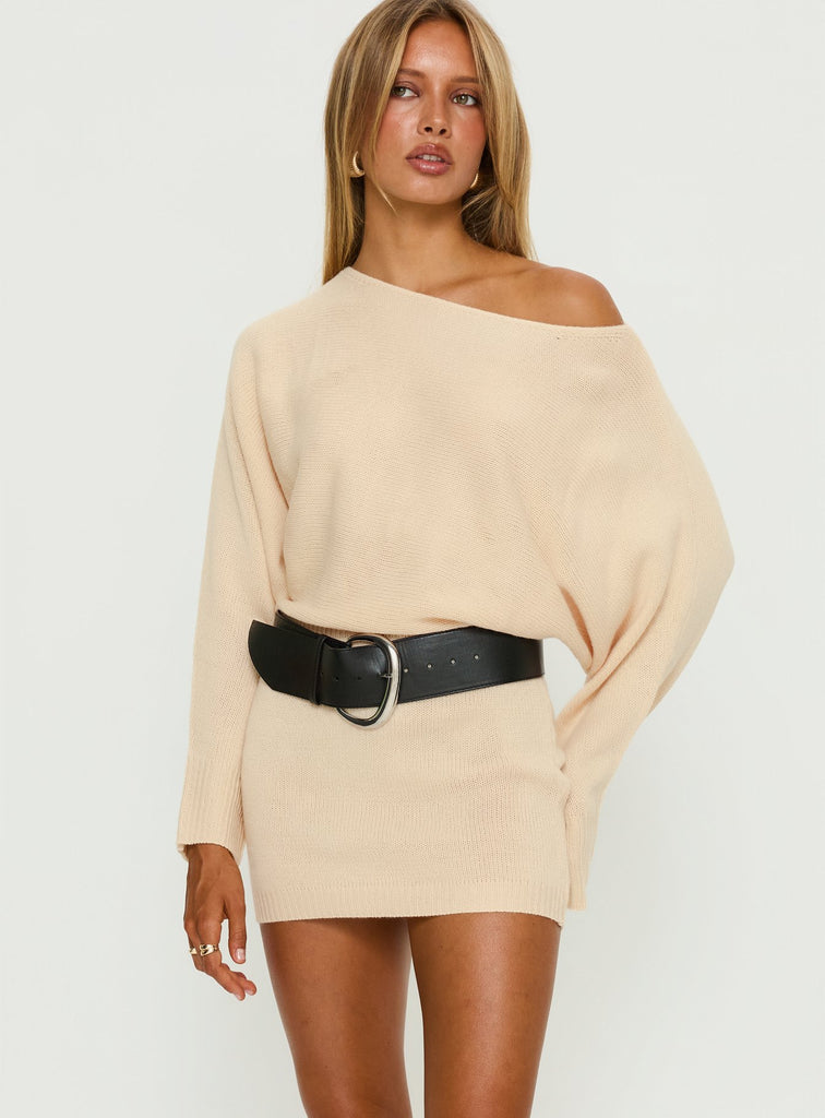 Bellamie Long Sleeve Mini Dress Cream | Princess Polly