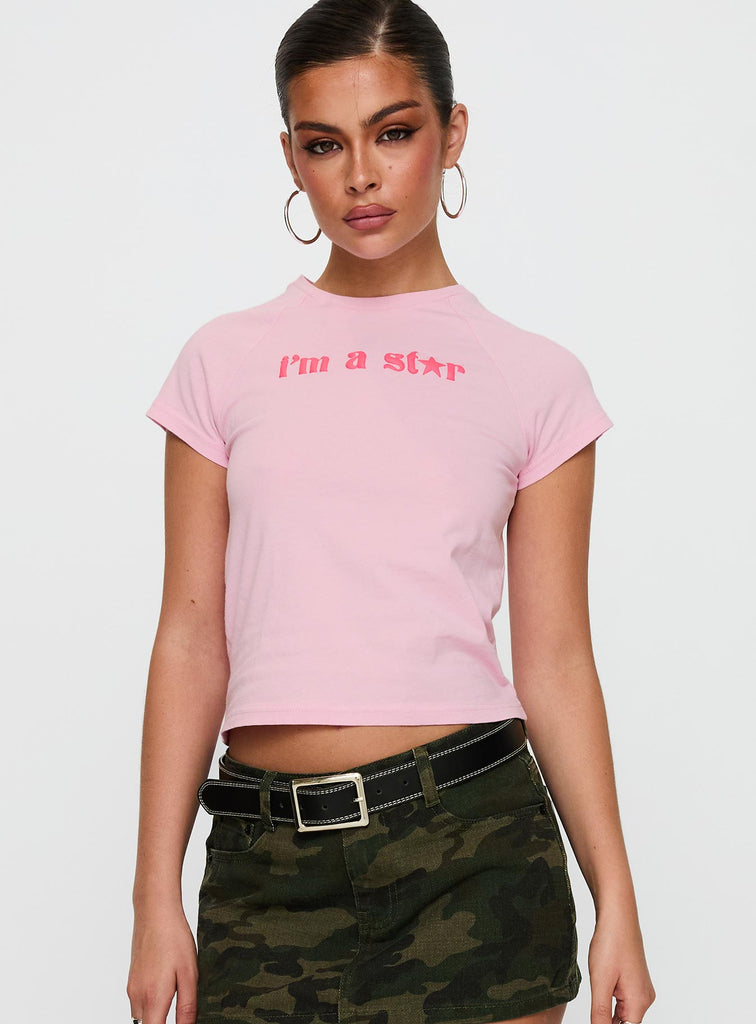 I'm A Star Graphic Top Pink | Princess Polly
