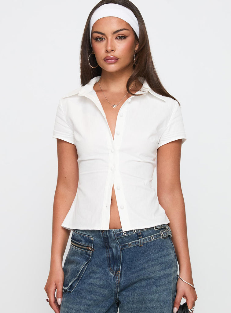 Lift Off Button Up Top White | Princess Polly