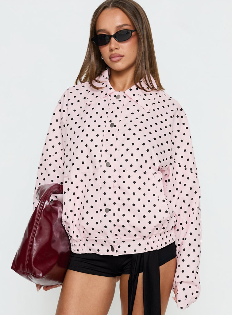 Swayer Oversized Jacket Pink Polka Dot | Princess Polly