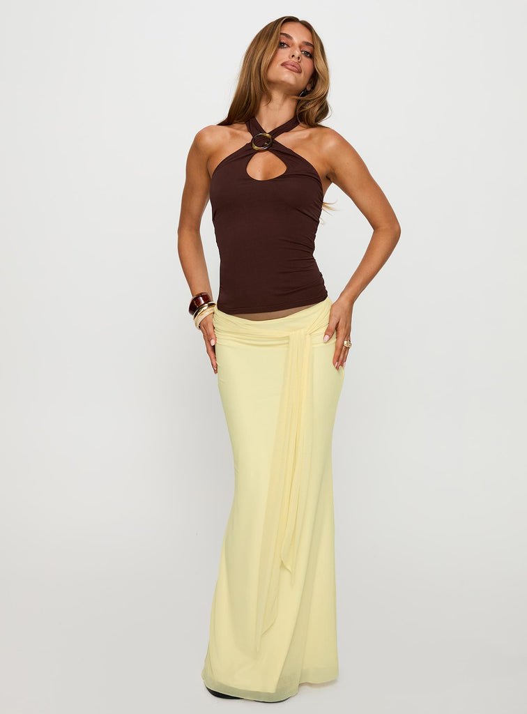 Caviar Tie Maxi Skirt Lemon | Princess Polly