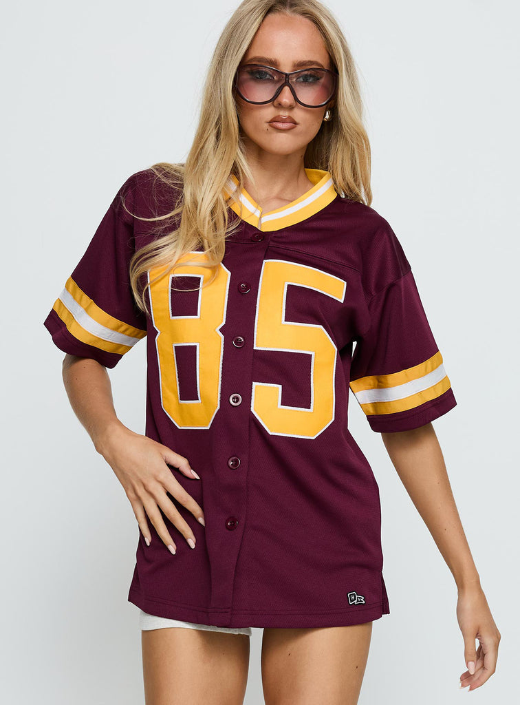 ASU Football Button Down Jersey Maroon | Princess Polly