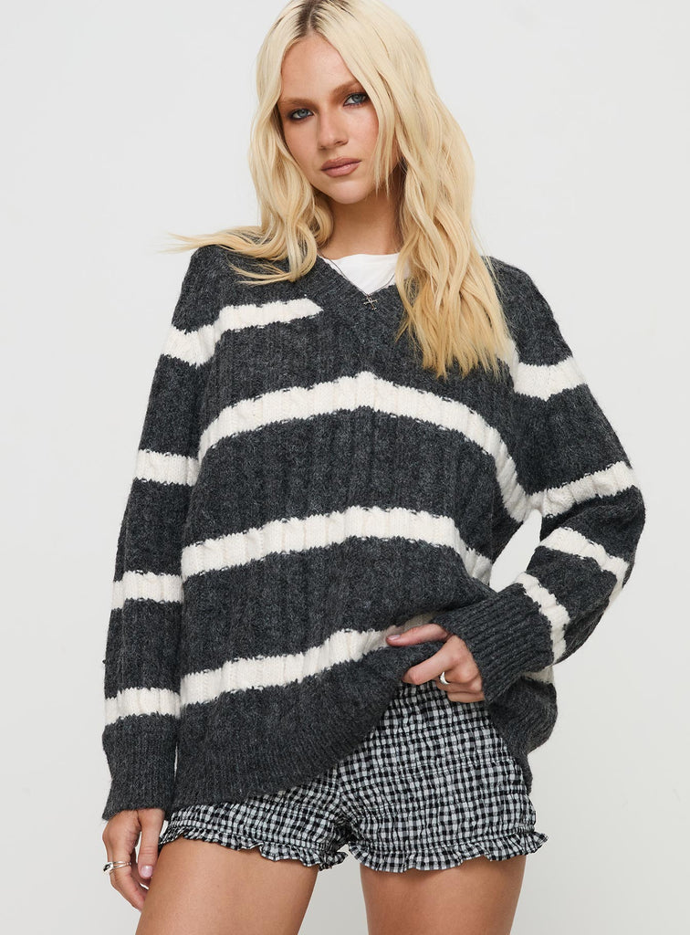 Percivill Knit Sweater Grey / Cream | Princess Polly