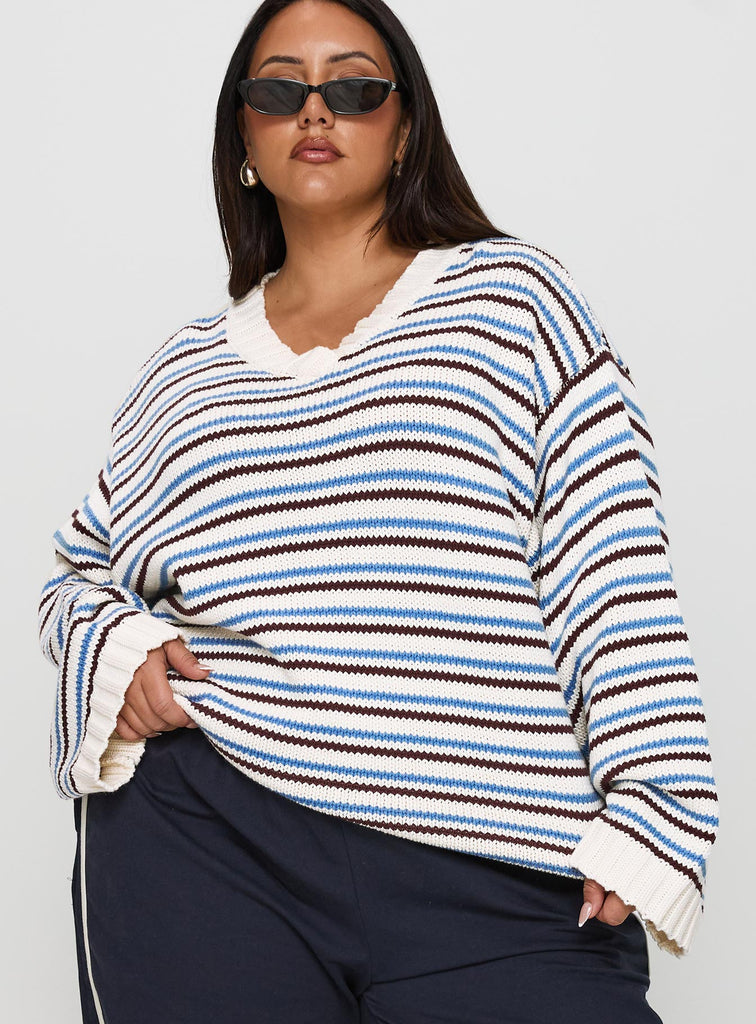 Karolyn Sweater Blue Stripe Curve | Princess Polly