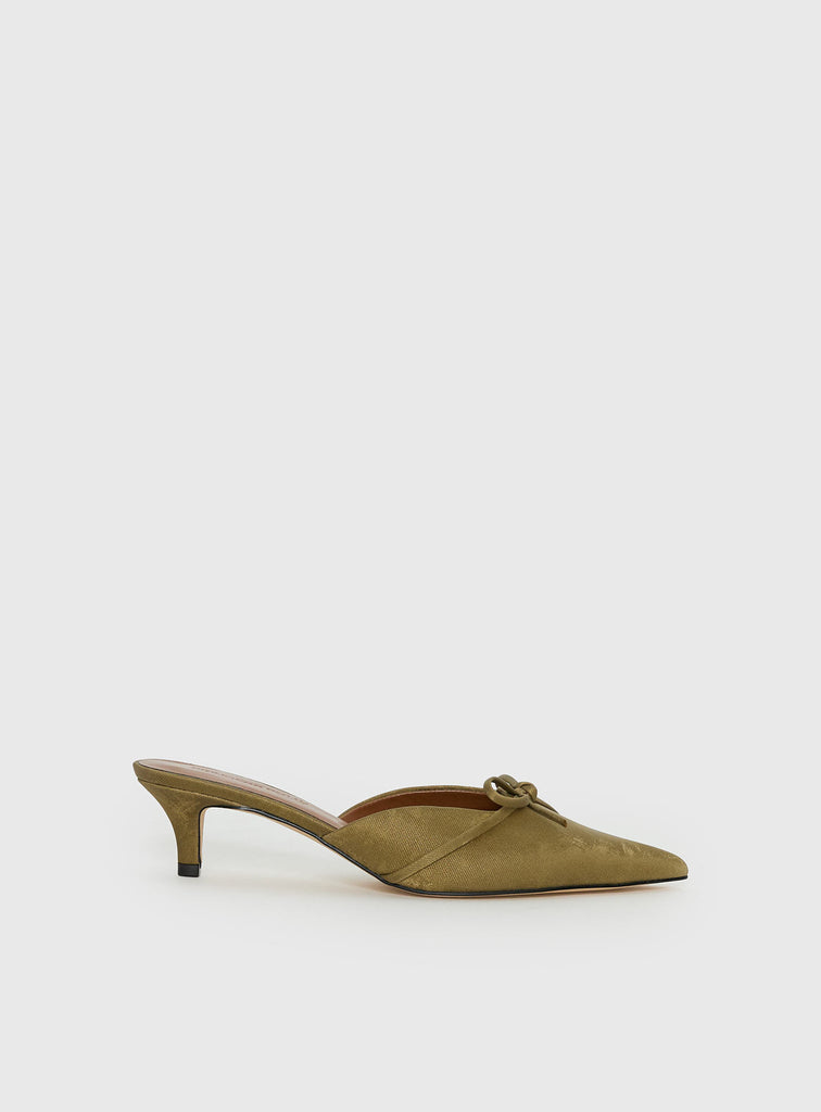 Unrivaled Pointed Toe Faux Suede Heels Green | Princess Polly