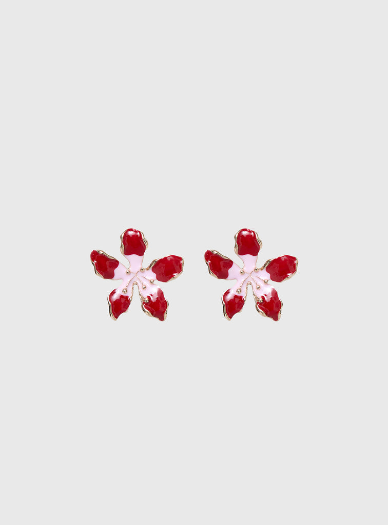 Ysabelle Flower Earrings Pink / Red | Princess Polly