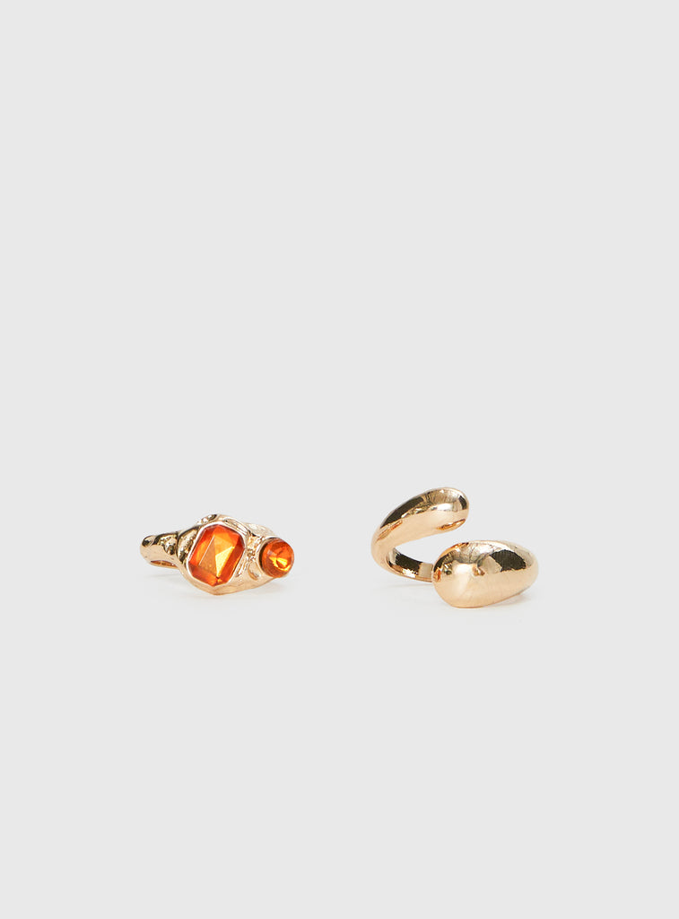 Rich Spirit Ring Pack Gold / Orange | Princess Polly