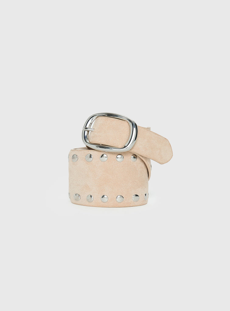 Spheres Stud Belt Beige / Silver | Princess Polly