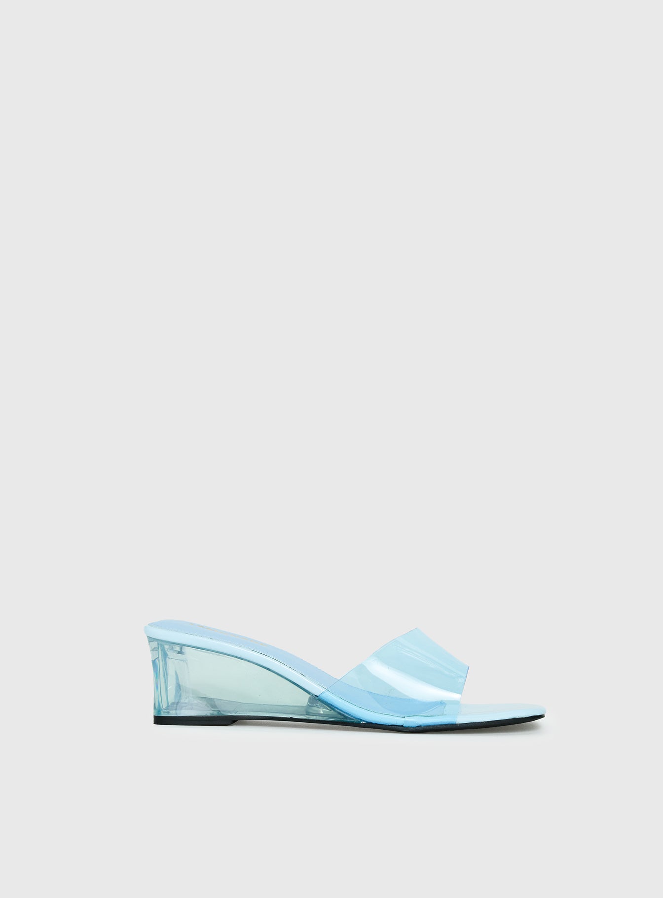 Uchee Clear Wedge Heels Blue | Princess Polly