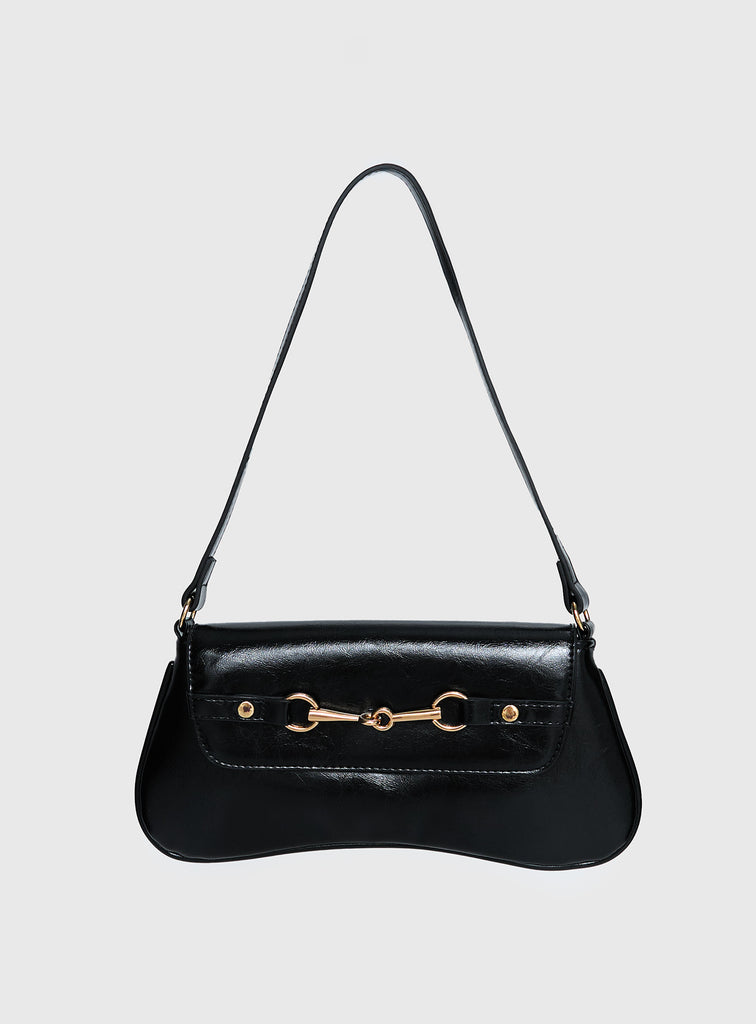 Pulse Shoulder Bag Black / Gold | Princess Polly