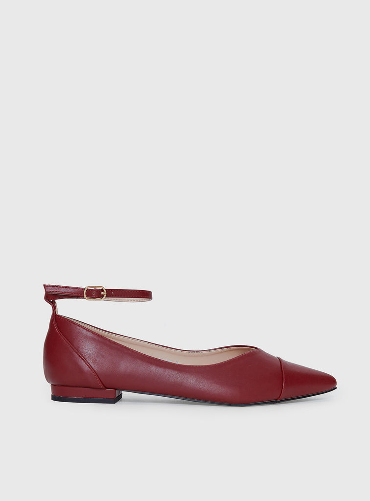 Oliny Ballet Flats Burgundy | Princess Polly