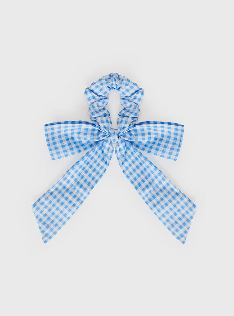 Messa Bow Scrunchie Gingham Blue | Princess Polly