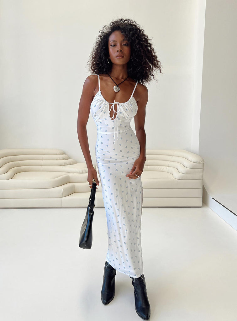 Brailey Maxi Dress Blue Floral | Princess Polly