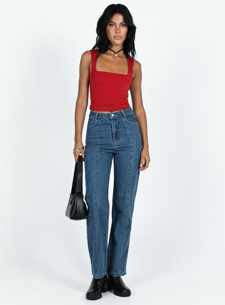 Kirk Straight Leg Jeans Dark Wash Denim | Princess Polly