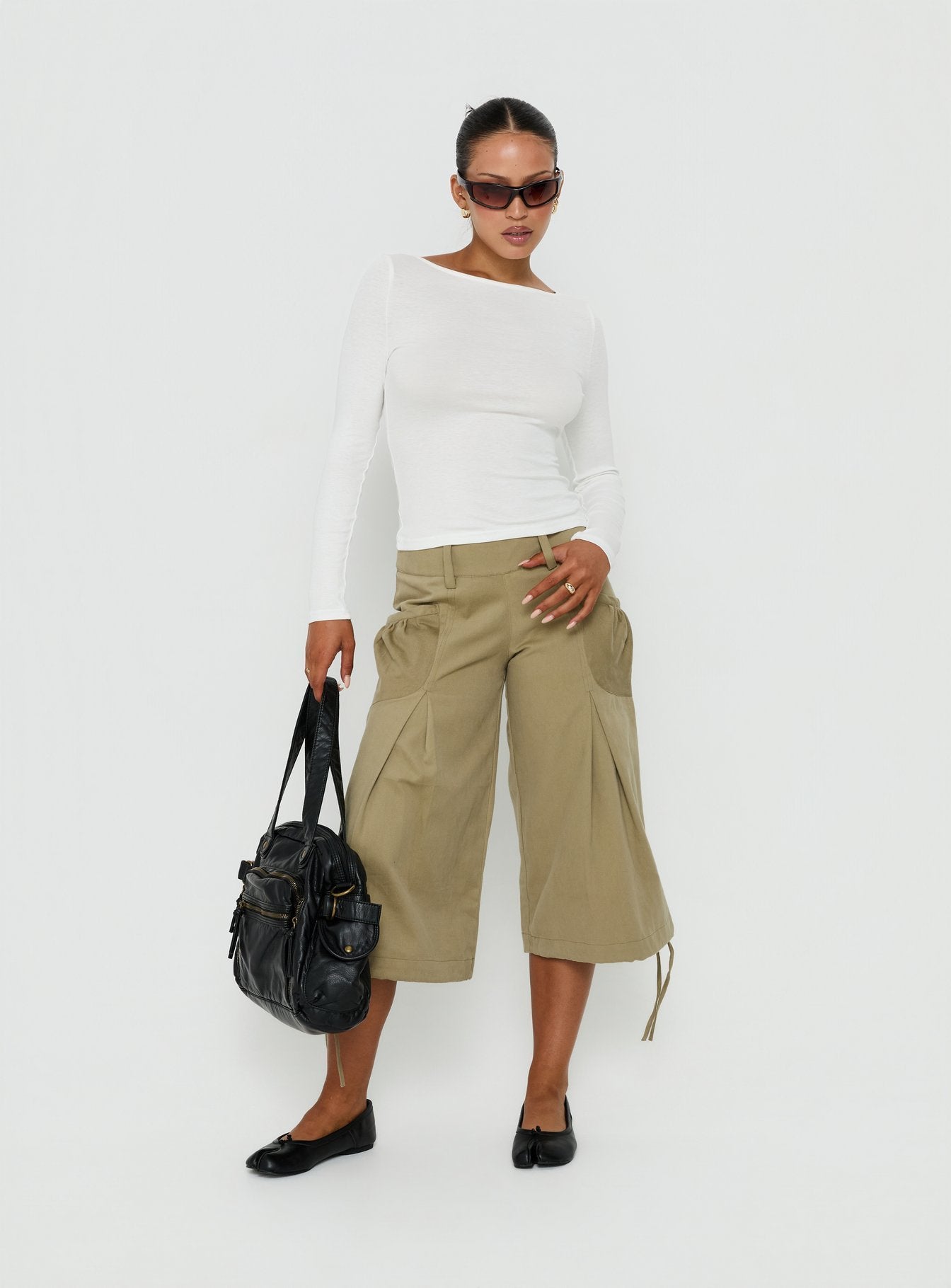 Iria Capri Trouser Khaki | Princess Polly