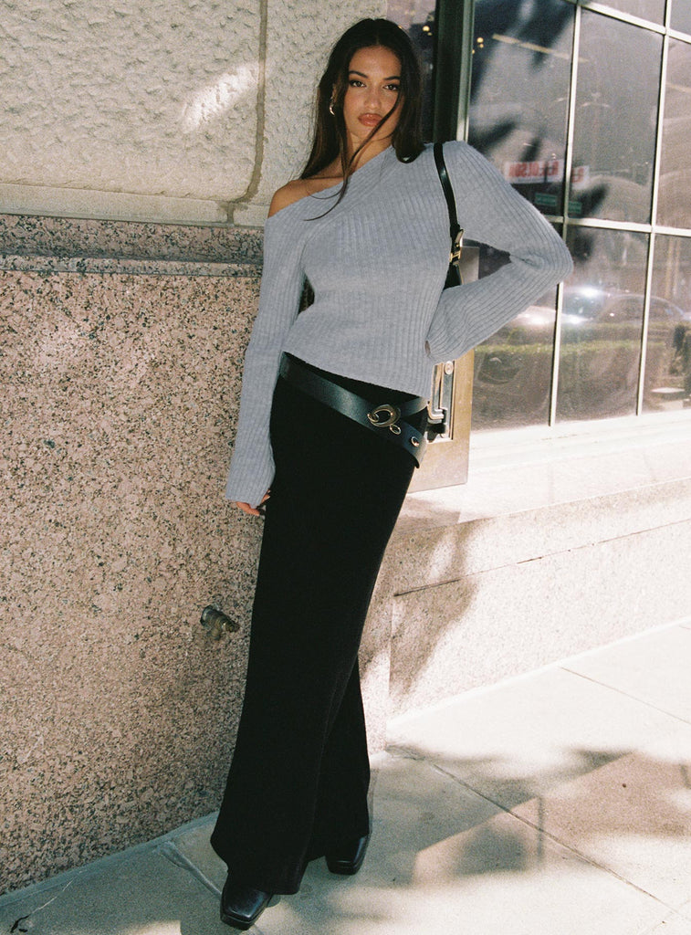 Phillips Cold Shoulder Sweater Grey | Princess Polly