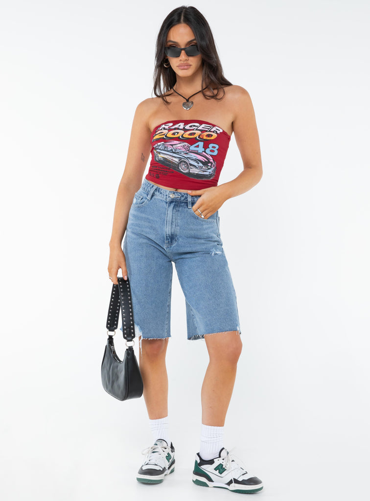 Racer 2000s Tube Top Red | Princess Polly