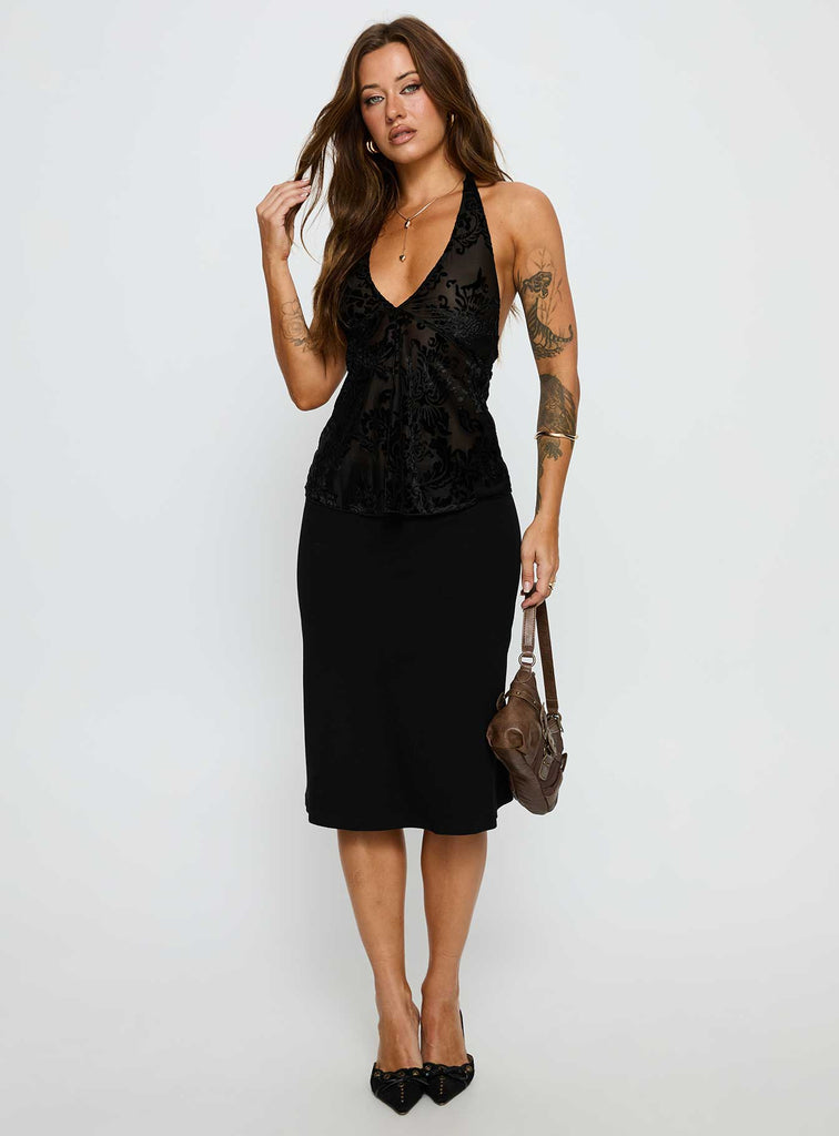 Eccentric Halter Top Black | Princess Polly