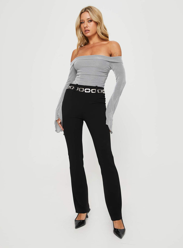 Tullo Off The Shoulder Bodysuit Grey | Princess Polly