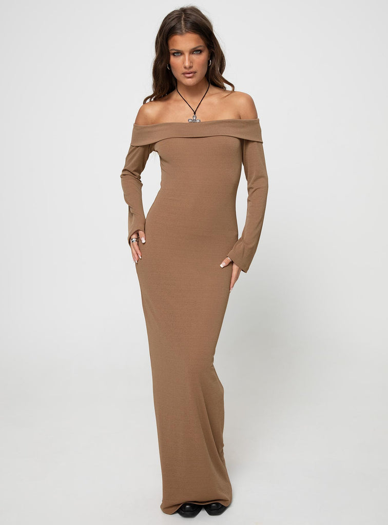 Maida Maxi Dress Light Brown | Princess Polly