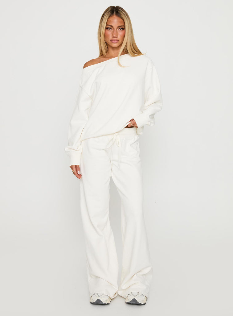 Dodie Wide Leg Pants Washed White | Princess Polly