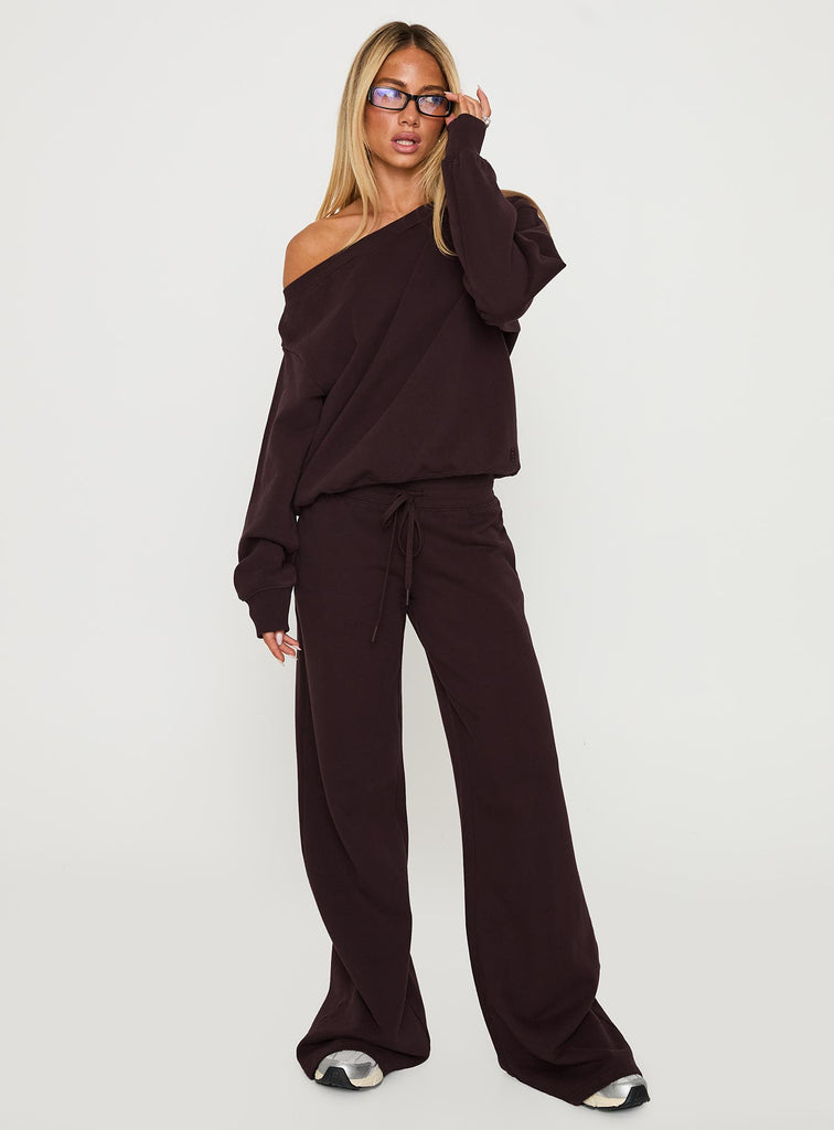 Dodie Wide Leg Pants Washed Brown | Princess Polly