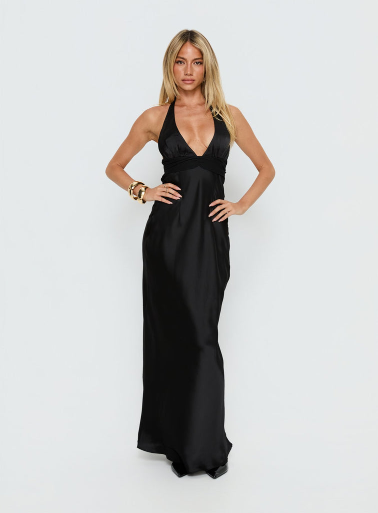 Odyssa Halter Maxi Dress Black | Princess Polly
