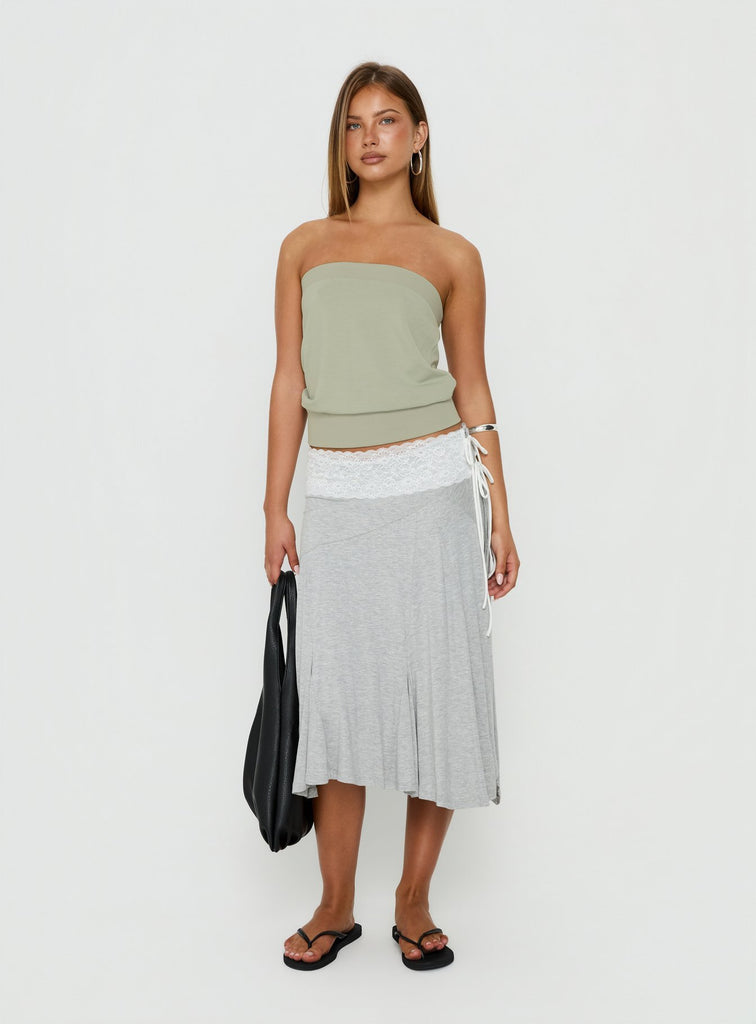 Judsen Relaxed Strapless Top Sage | Princess Polly