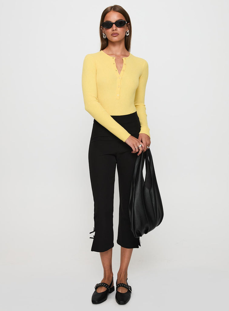 Kerra Long Sleeve Bodysuit Lemon | Princess Polly