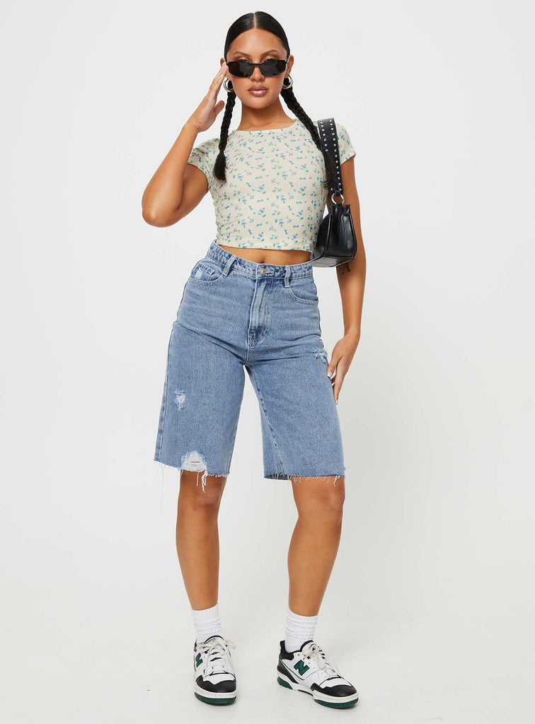 Kapner Baby Tee Blue Floral | Princess Polly