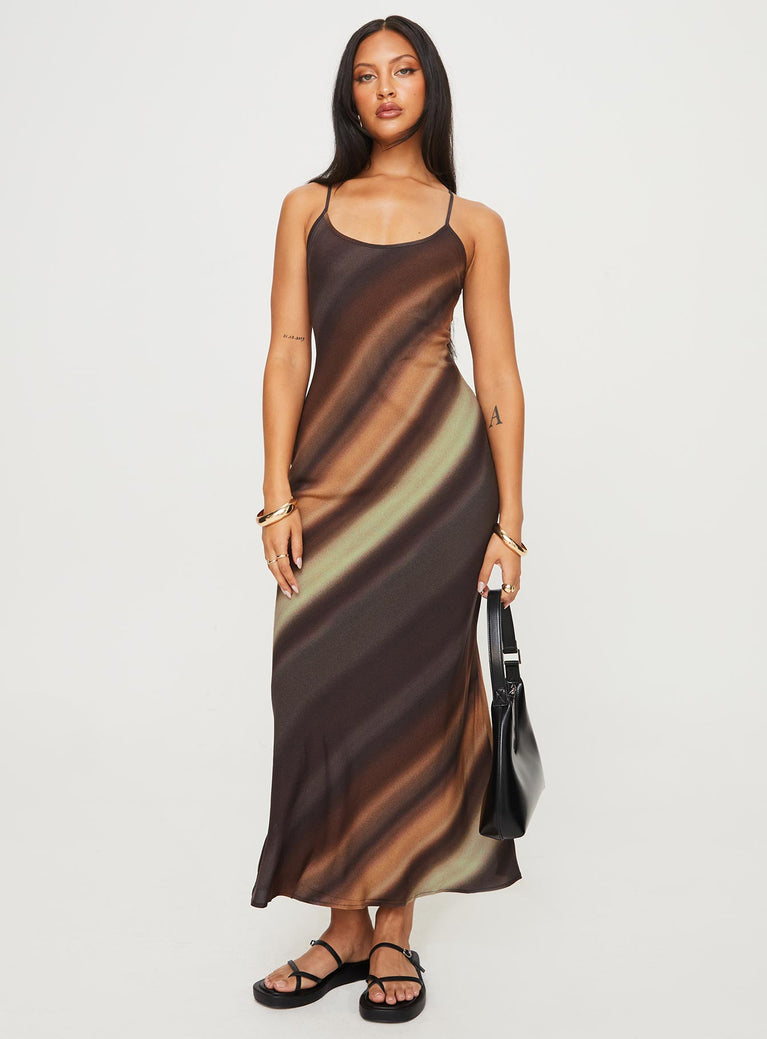 Otillie Maxi Dress Brown Multi | Princess Polly USA