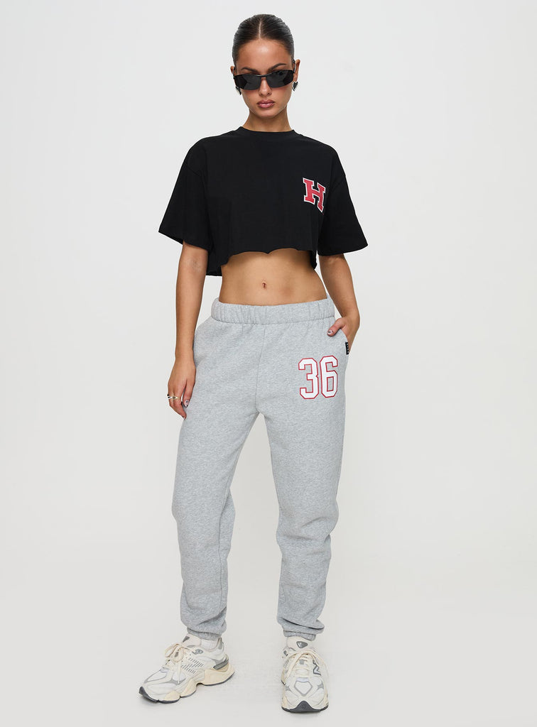 Harvard Graphic Track Top Black | Princess Polly