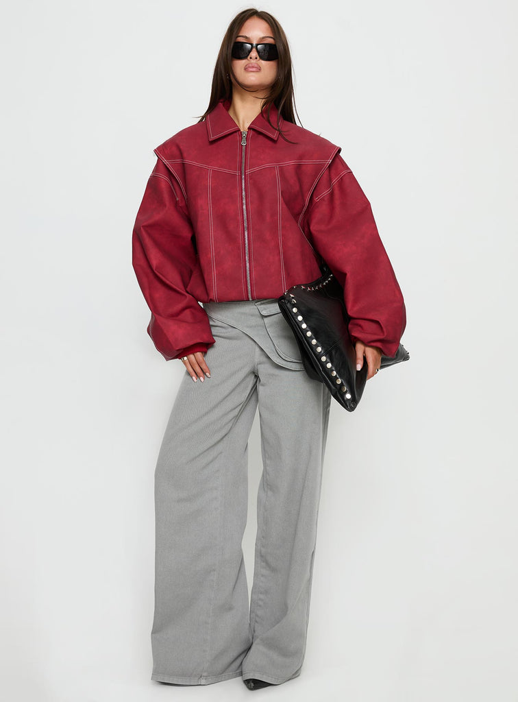 Vista Bomber Jacket Red | Princess Polly