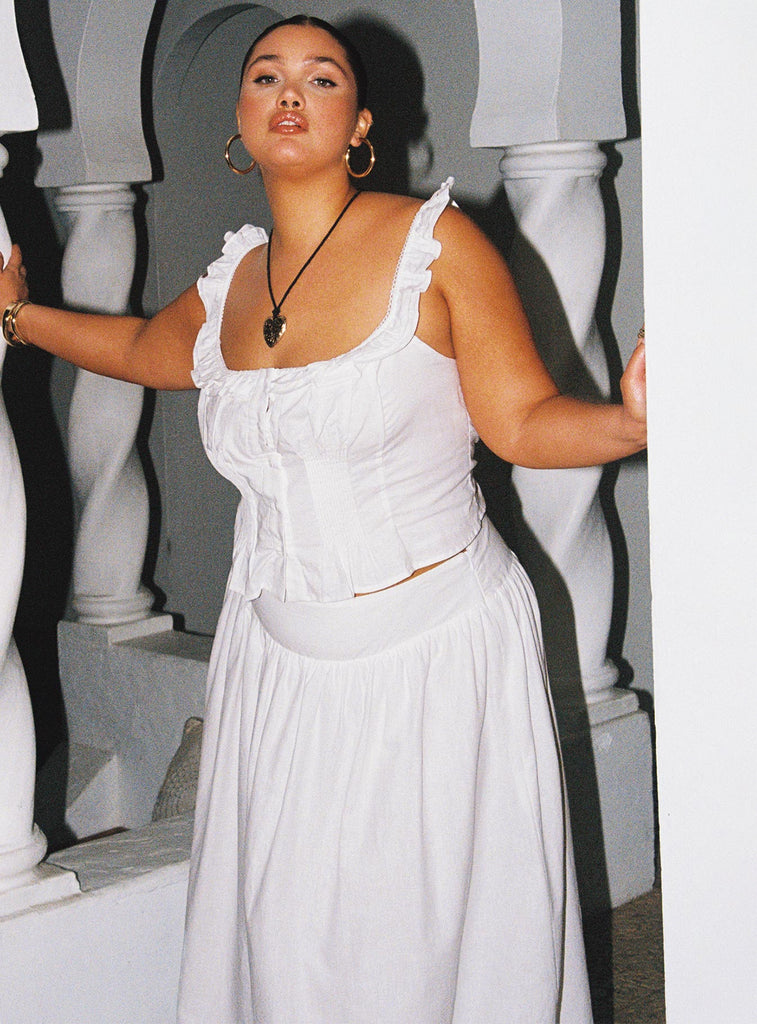 Valerio Maxi Skirt White Curve | Princess Polly