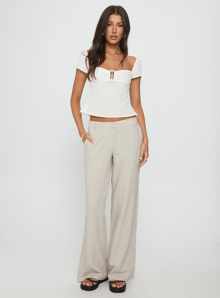 Syrena Tailored Wide Leg Pant Natural | Princess Polly