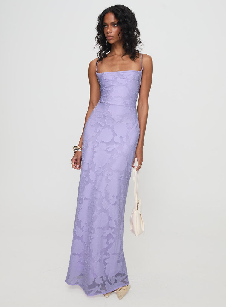 Celena Maxi Dress Lilac Burnout | Princess Polly
