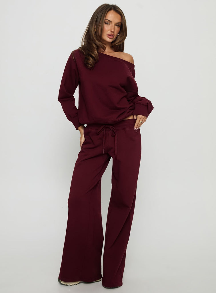 Dodie Wide Leg Pants Washed Currant | Princess Polly