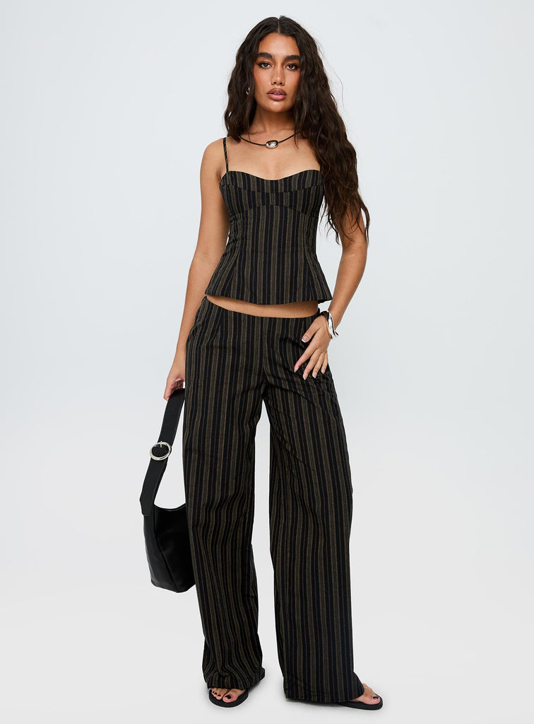 Kierstyn Corset Set Black Stripe | Princess Polly