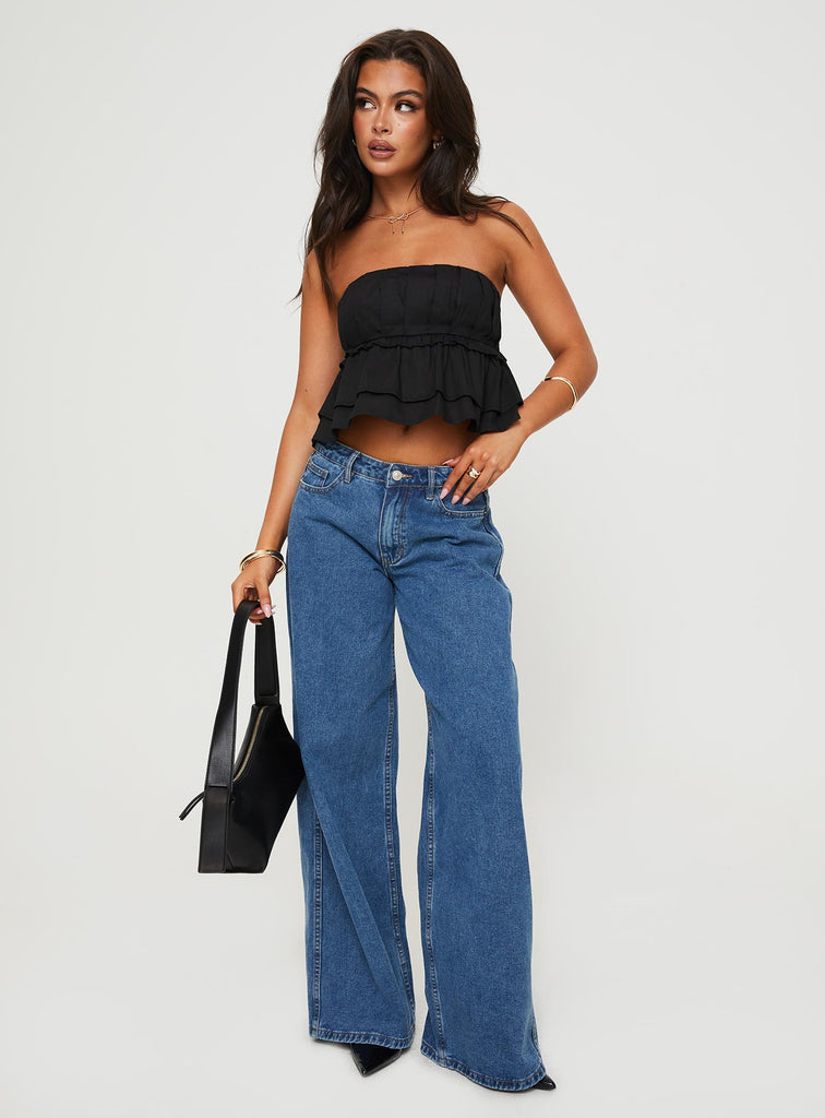 Ericka Strapless Top Black | Princess Polly