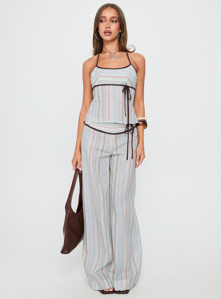 Taylar Tie Bust Top Green Stripe | Princess Polly