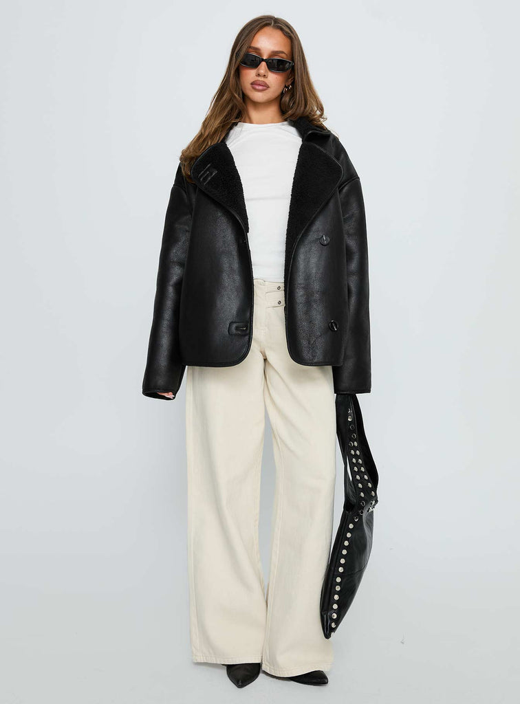 Nunez Faux Leather Jacket Black | Princess Polly
