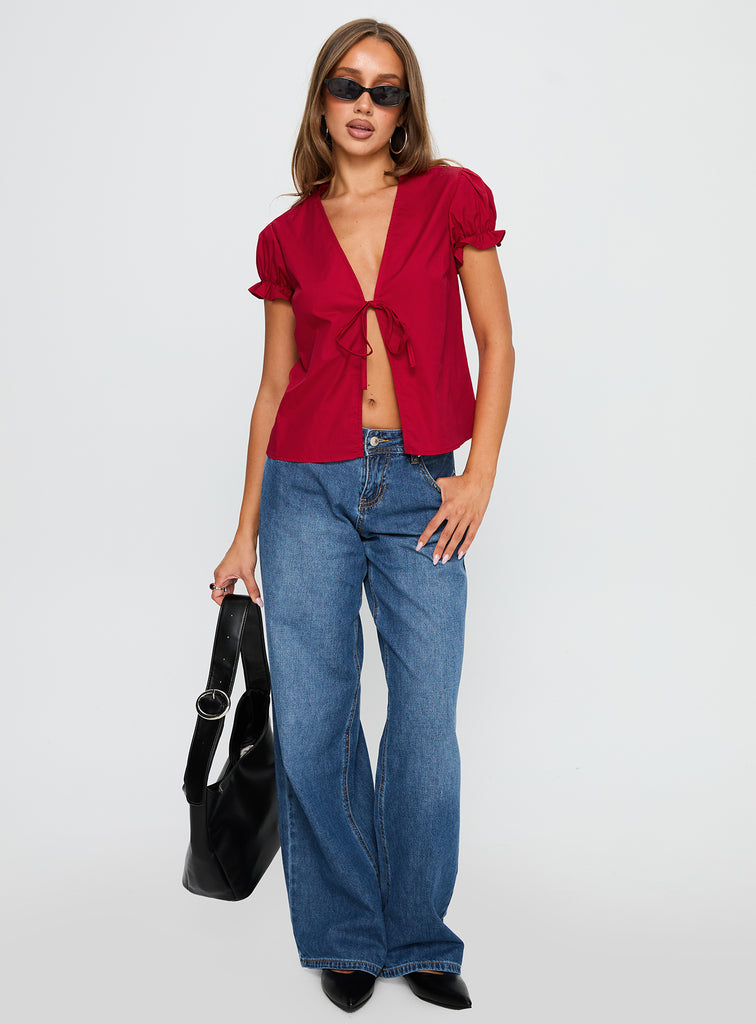 Starstruck Tie Up Top Red | Princess Polly
