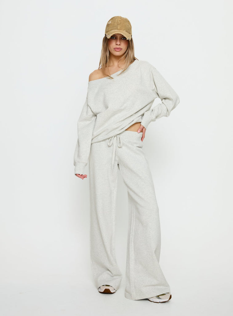 Dodie Wide Leg Pants Grey Marle | Princess Polly