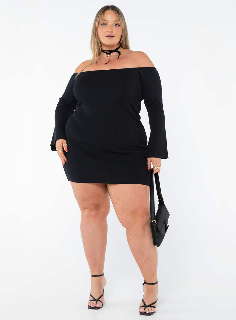 Parisa Long Sleeve Mini Dress Black Curve | Princess Polly USA